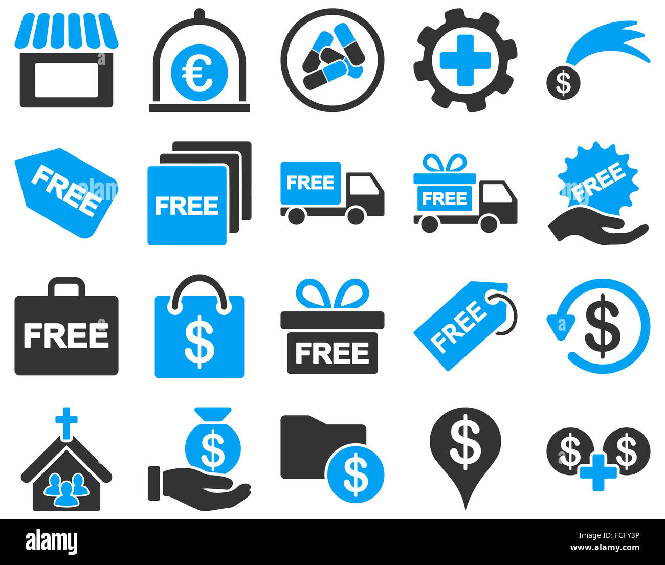 Shipment service and gift icon set Stock Photo - Alamy