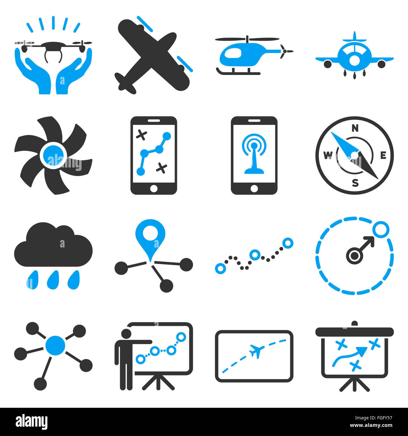 Aircraft navigation icon set Stock Photo - Alamy