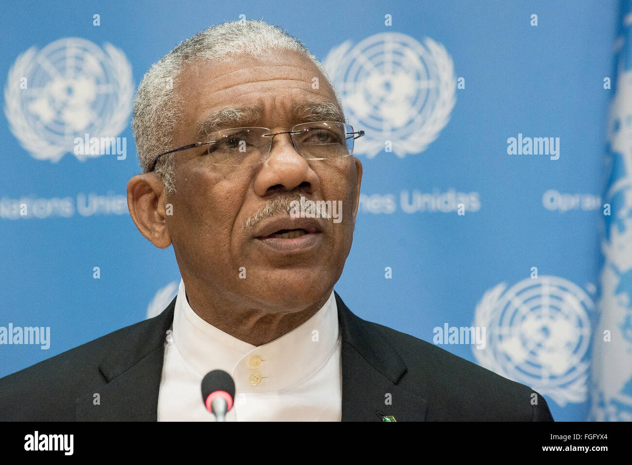New York, United States. 19th Feb, 2016. Guyanese President David ...