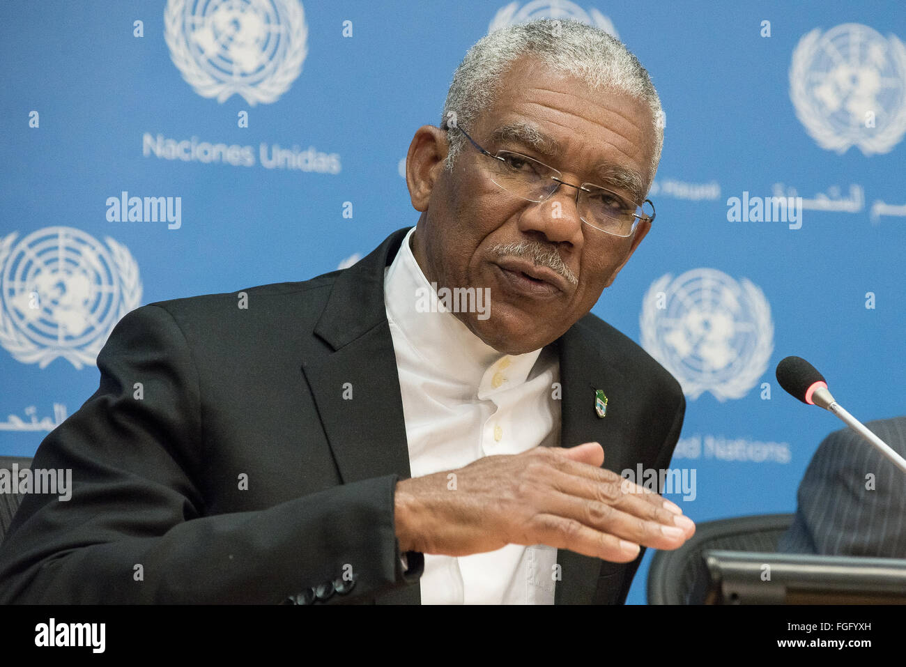 New York, United States. 19th Feb, 2016. Guyanese President David ...