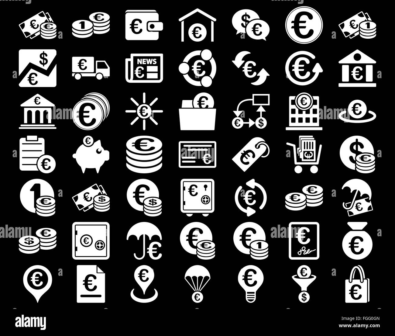 Euro Banking Icons Stock Photo - Alamy
