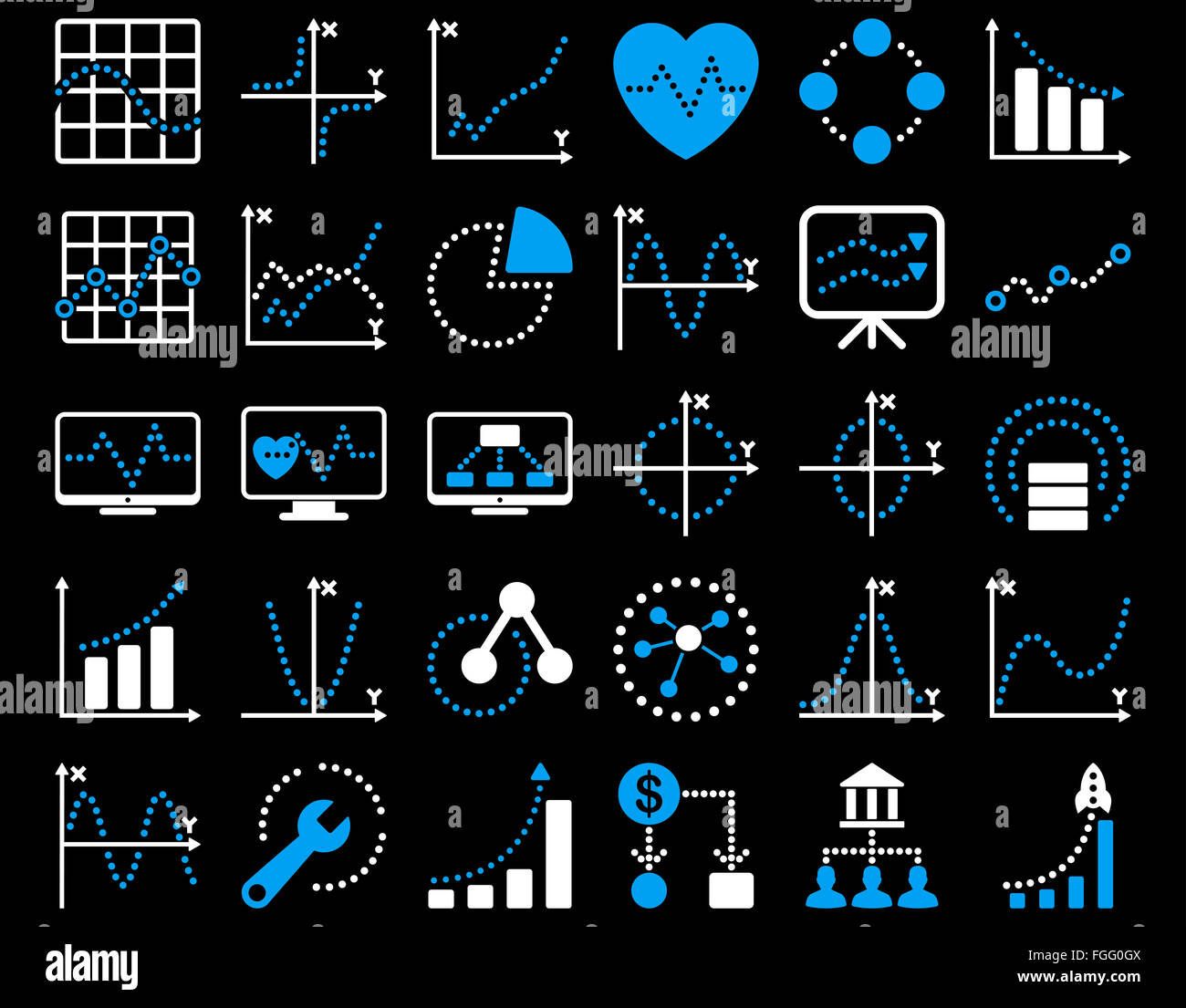 Dotted Charts Icons Stock Photo - Alamy