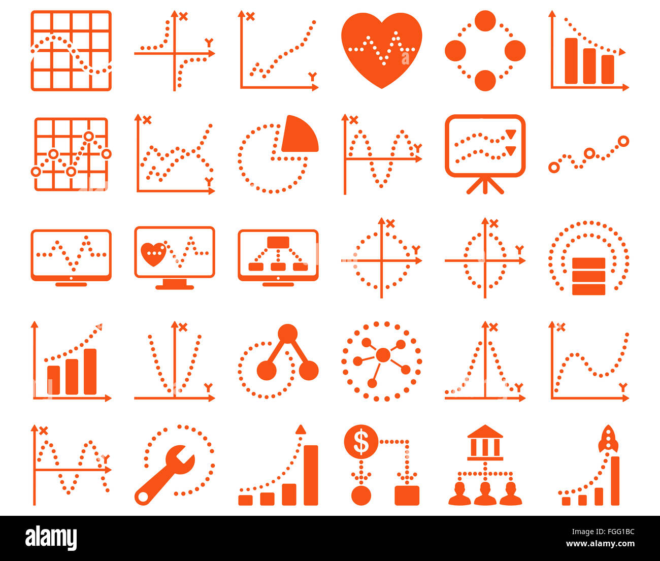 Dotted Charts Icons Stock Photo - Alamy