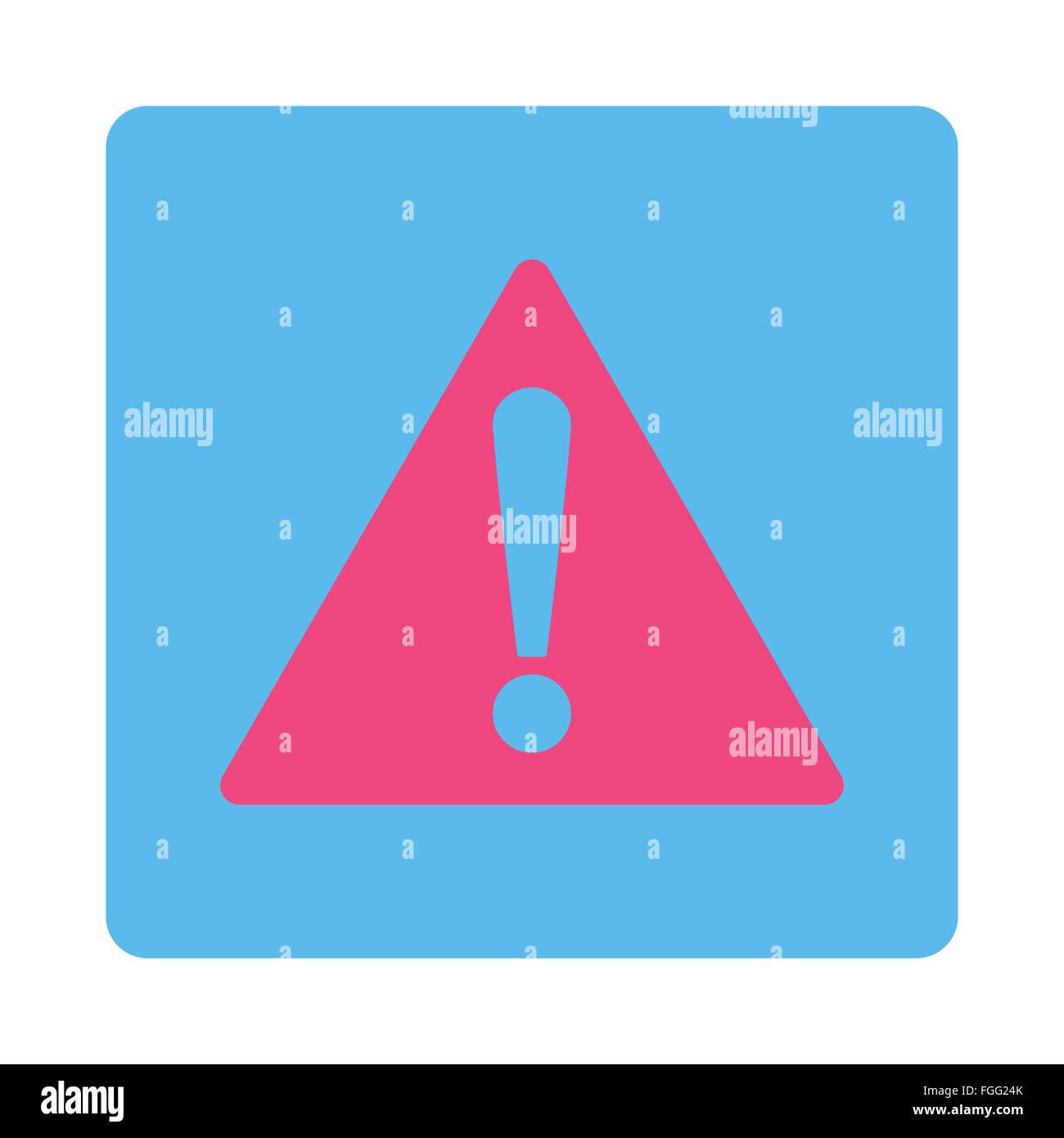 Warning flat pink and blue colors rounded button Stock Photo - Alamy