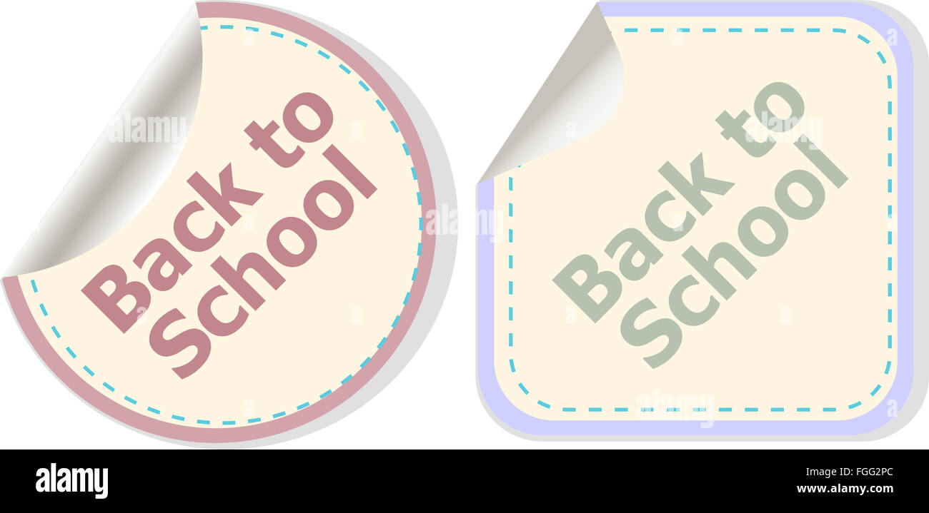 Back to school text on label tag stickers set isolated on white ...