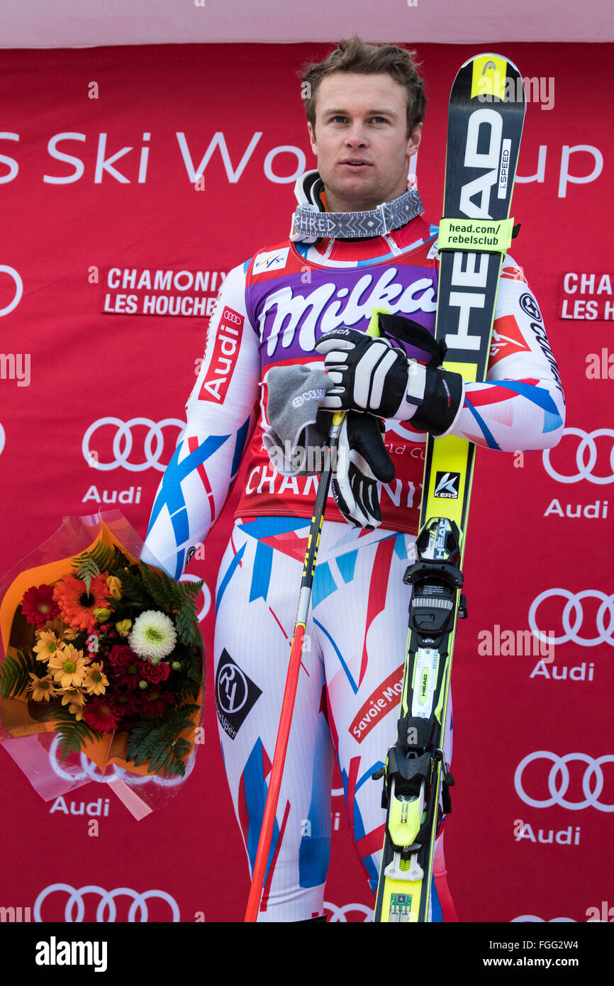 Chamonix, France. 19th February, 2016. First place winner Alexis ...
