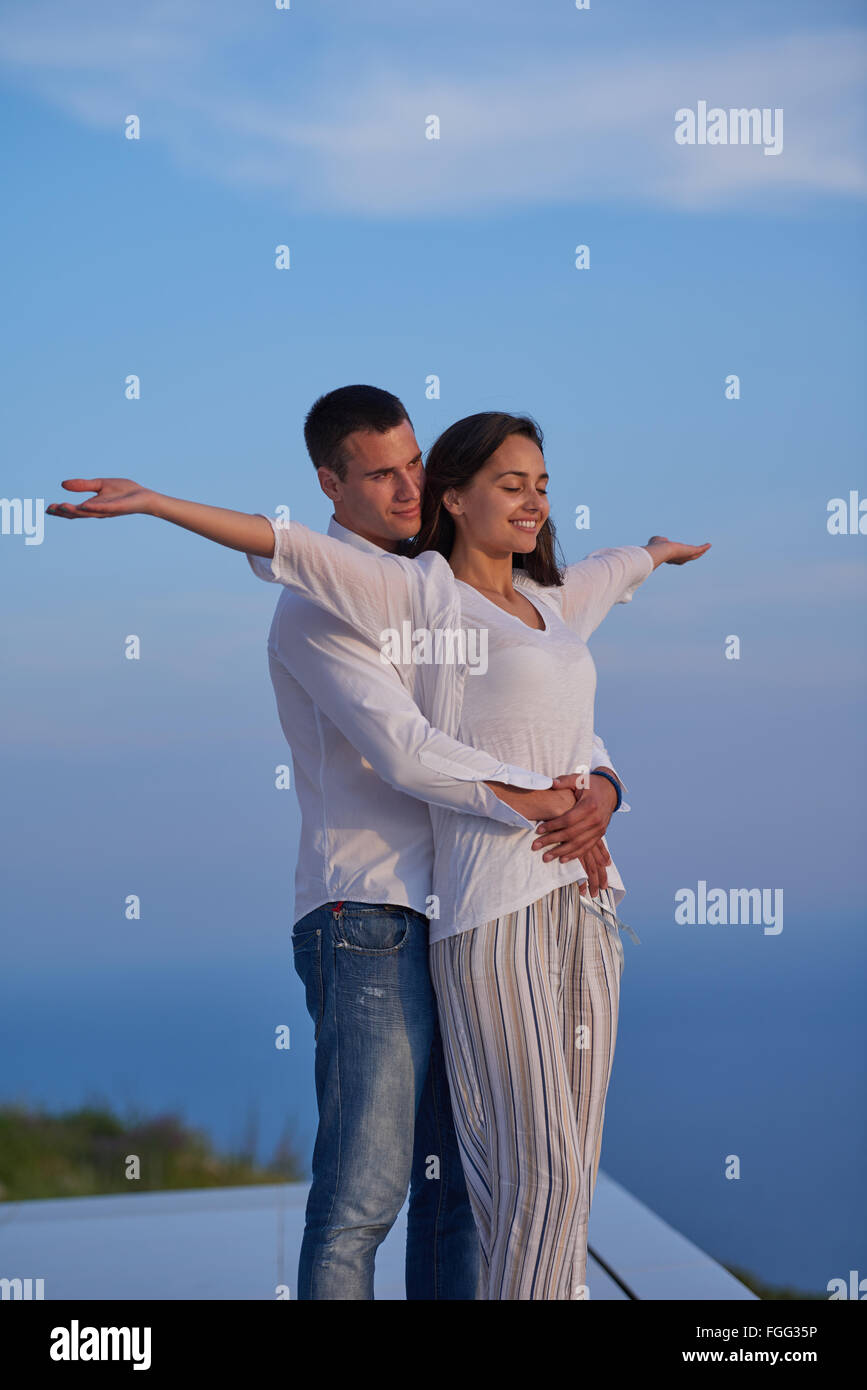 happy young romantic couple have fun arelax relax at home Stock Photo ...