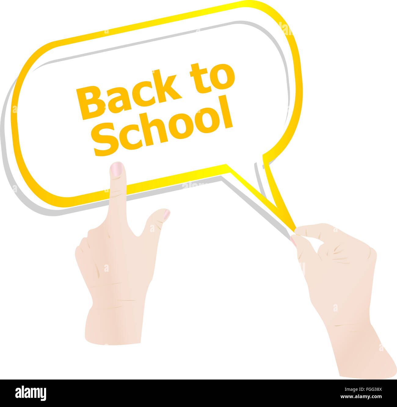 back to school. Design elements, hands and speech bubbles isolated on ...