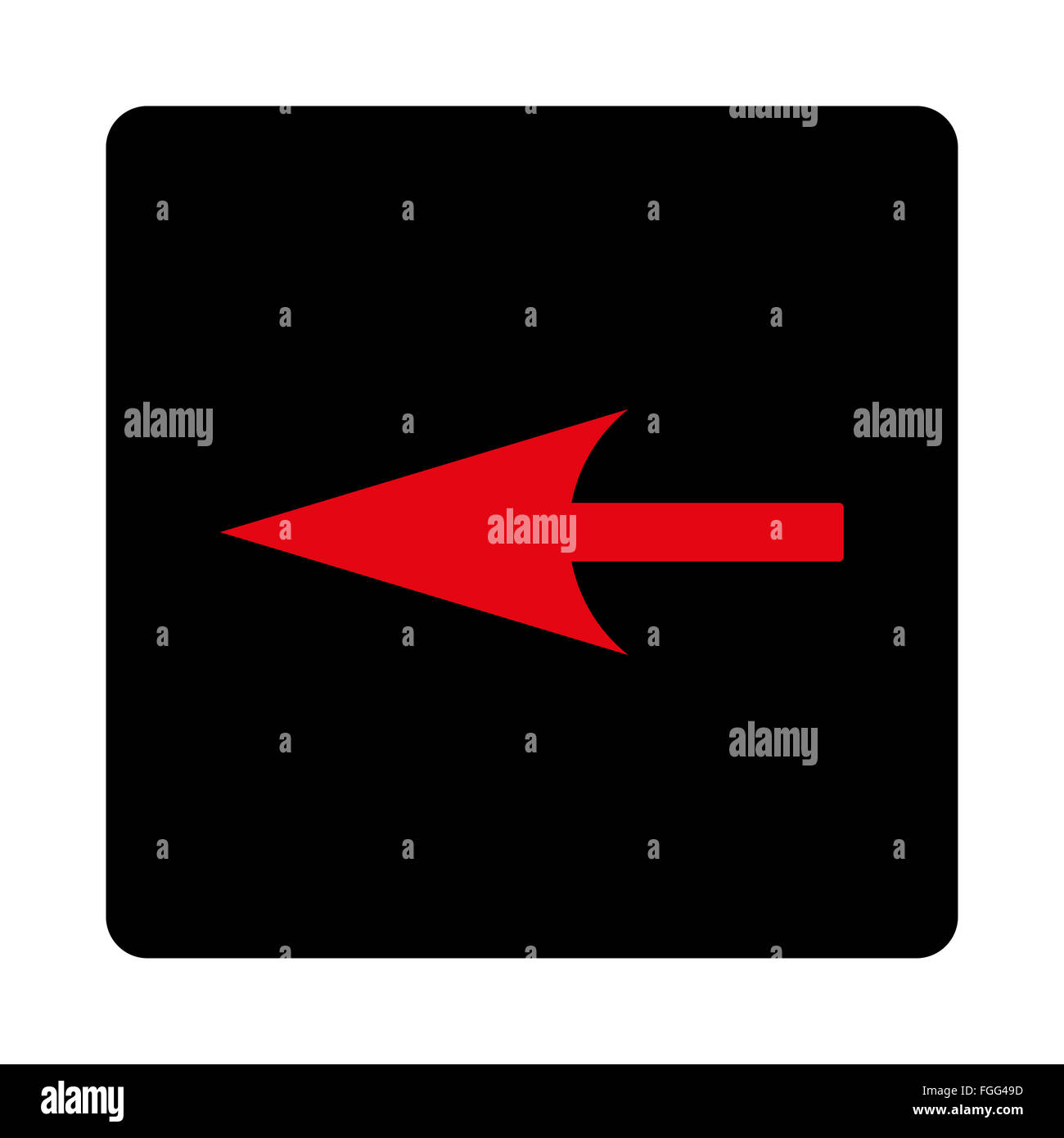 Sharp Left Arrow flat intensive red and black colors rounded button ...