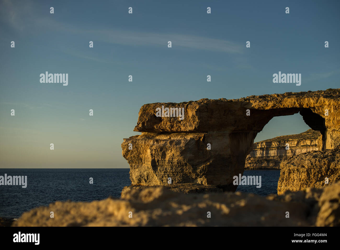 The Azure window on Gozo, Malta at sunset Stock Photo - Alamy