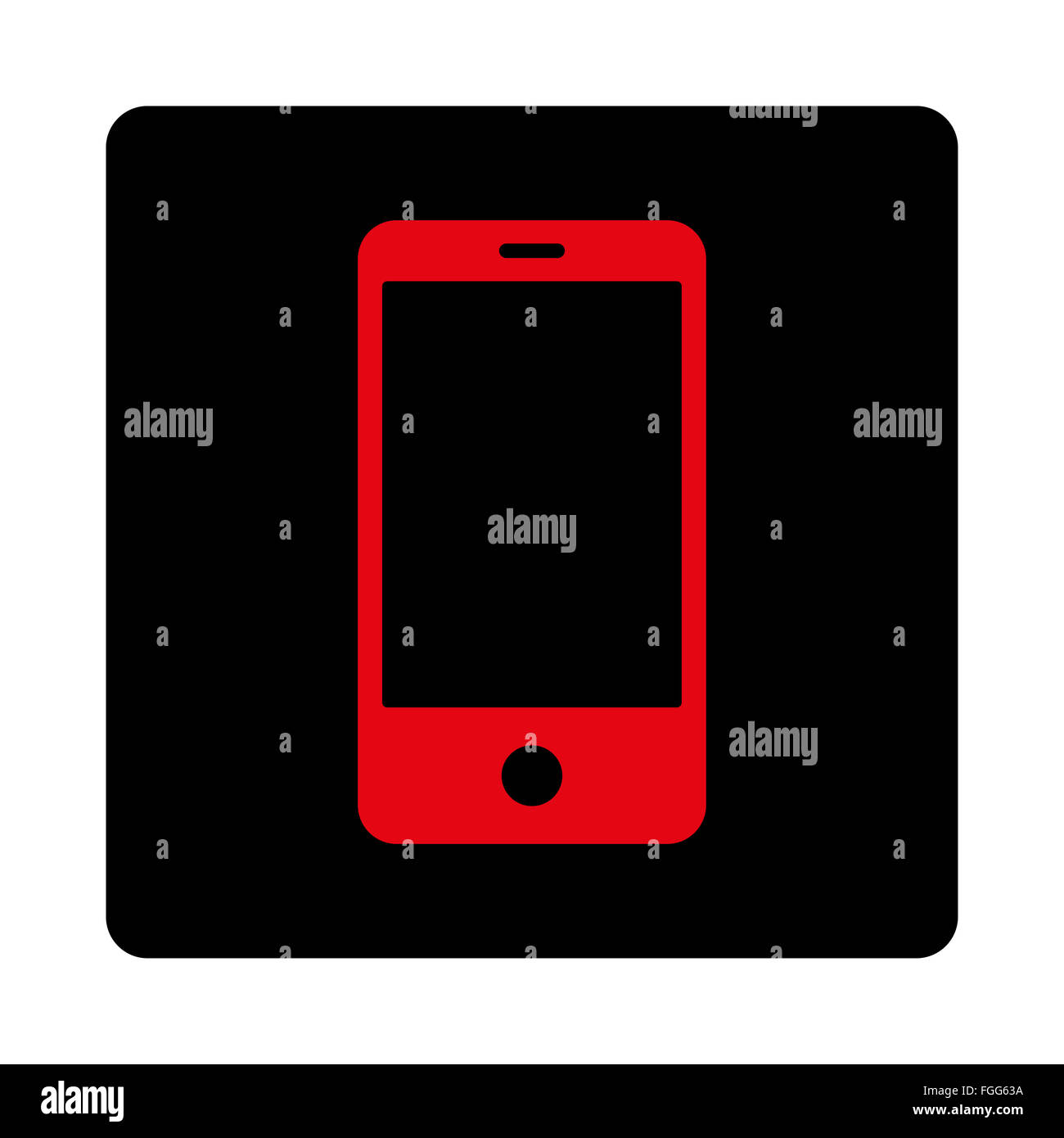 Smartphone flat intensive red and black colors rounded button Stock ...