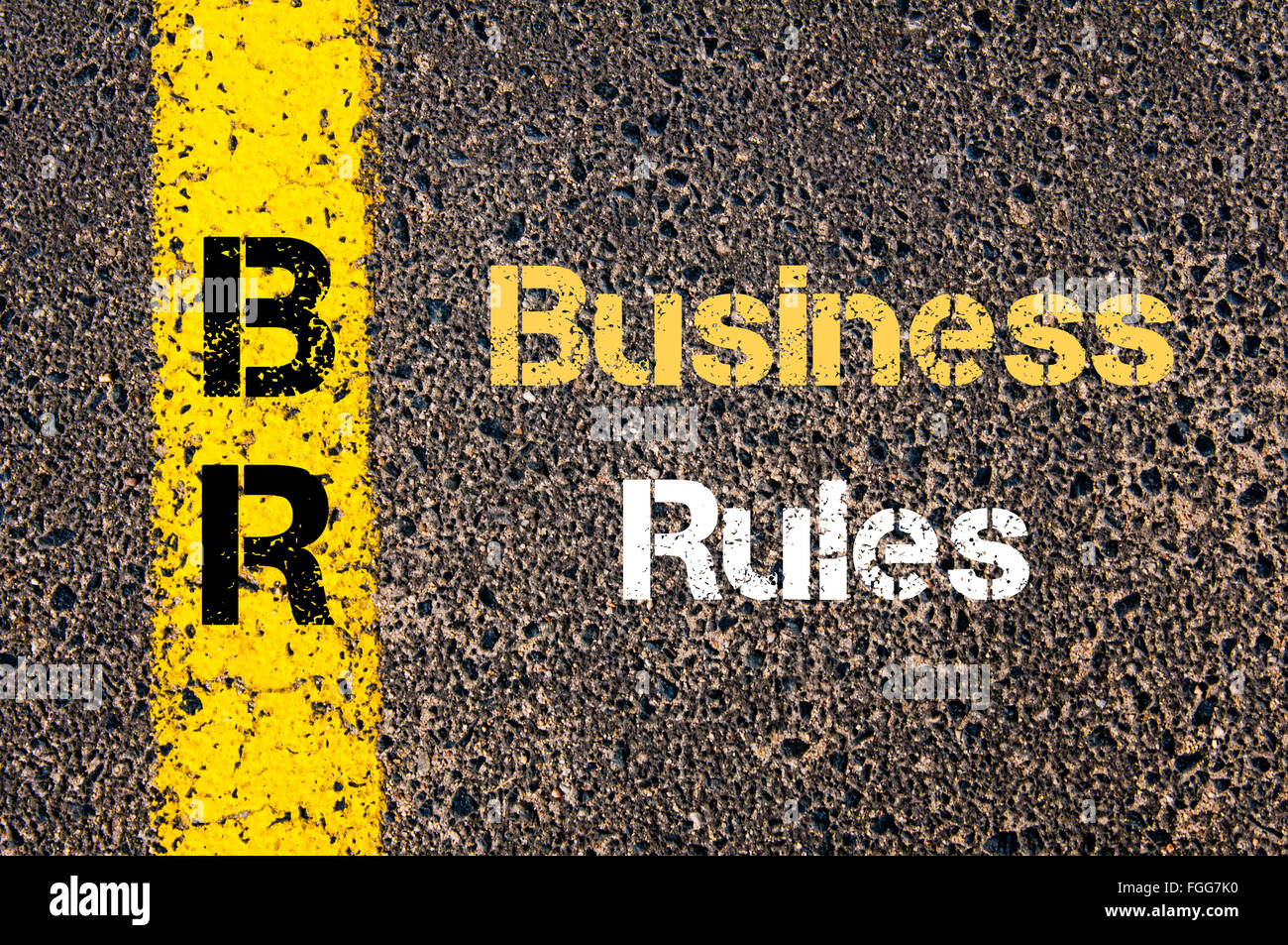 Concept image of Business Acronym BR Business Rules written over road ...