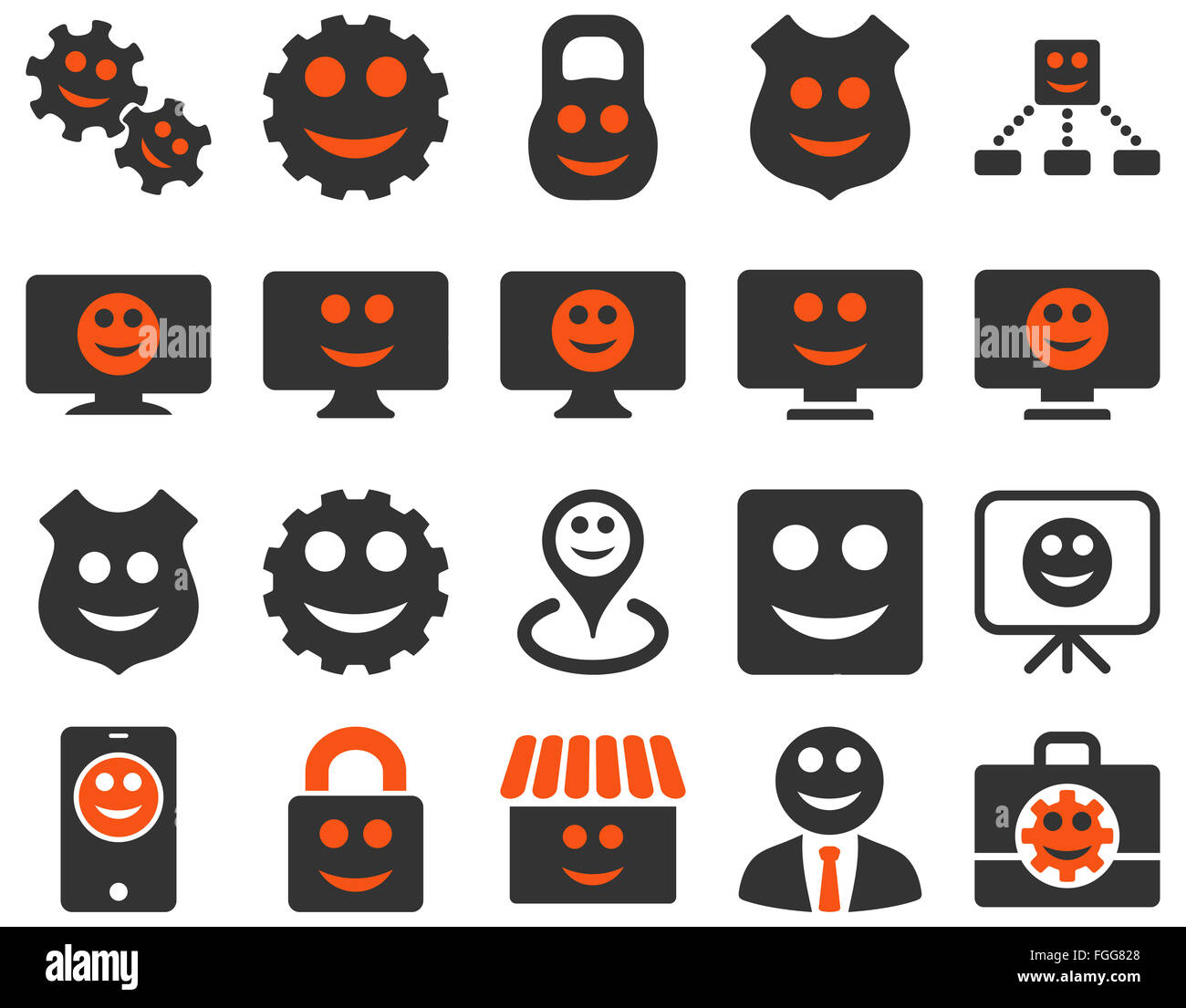 Tools, gears, smiles, dilspays icons Stock Photo - Alamy