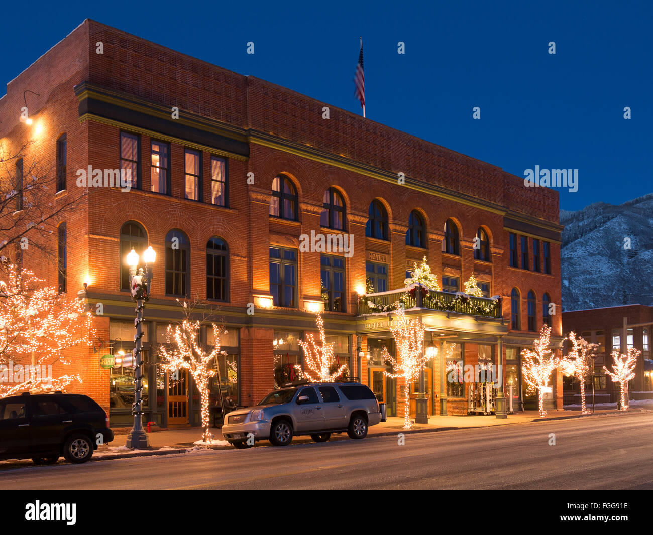 Hotel Jerome at dusk, winter, Aspen, Colorado Stock Photo - Alamy