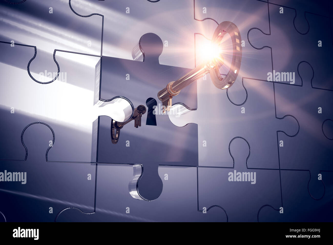 Key unlocking jigsaw Stock Photo - Alamy