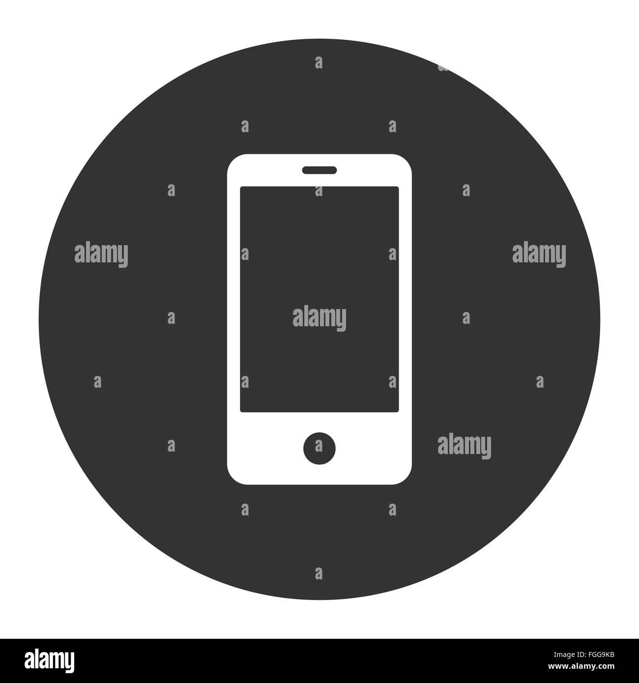 Smartphone flat white and gray colors round button Stock Photo - Alamy
