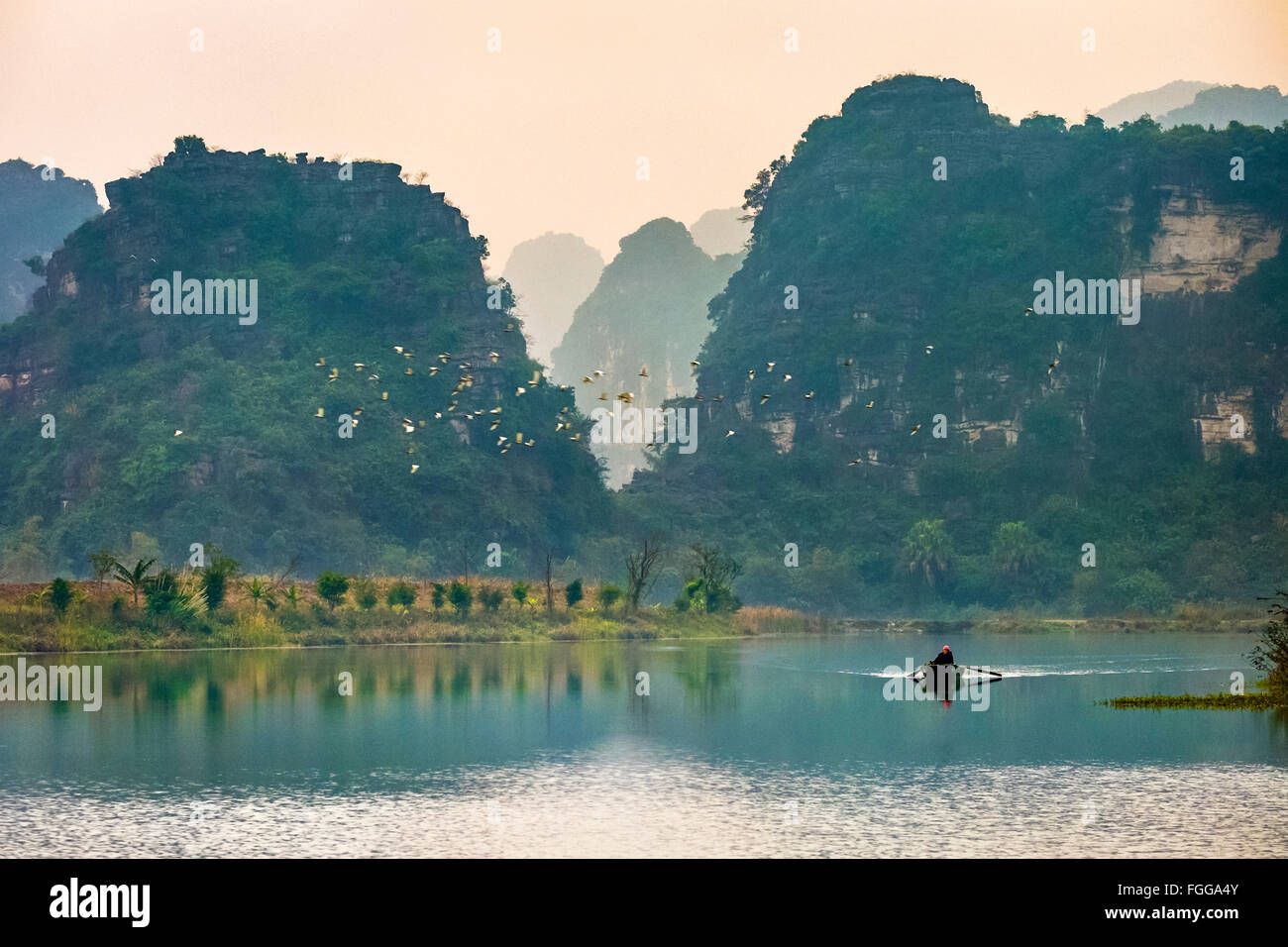 Karst mountain landscape at sunsetNinh BinhVietnam Stock Photo - Alamy