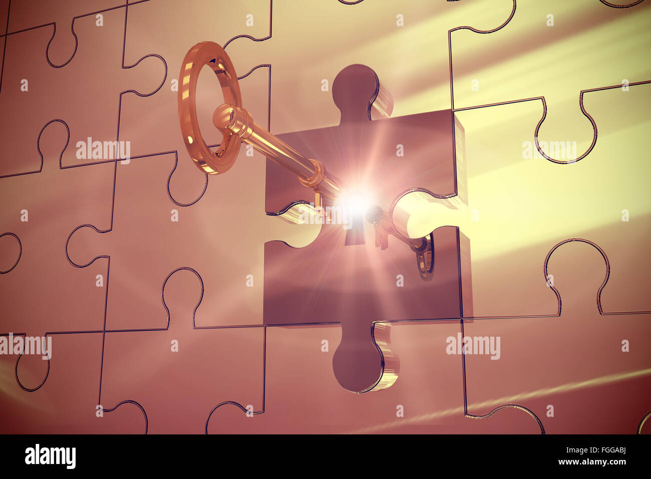 Key unlocking jigsaw Stock Photo - Alamy