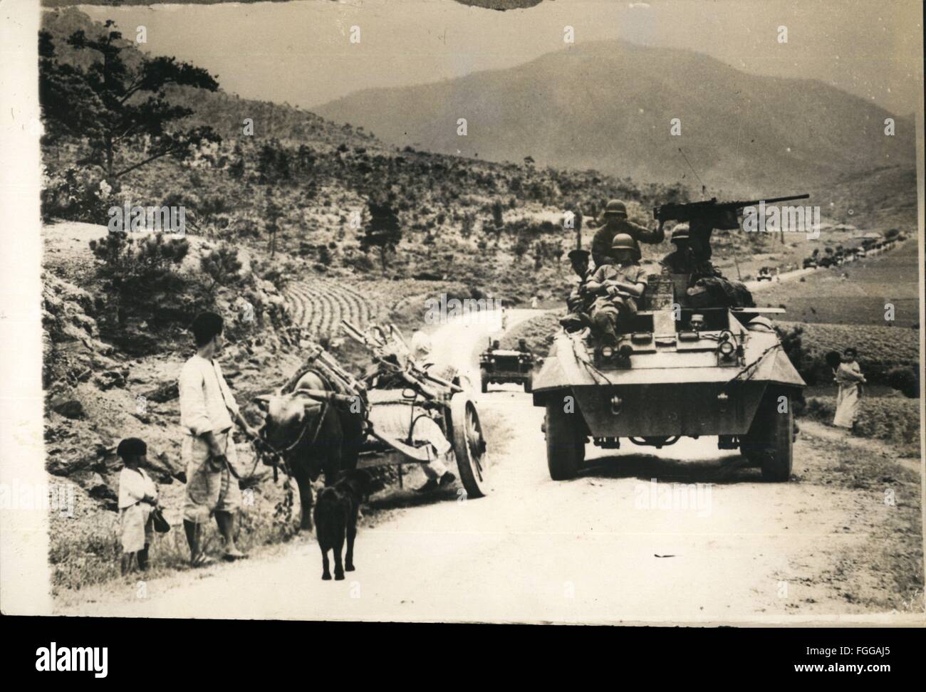 1953 - Ancient and modern! The tank and the ox-cart ''somewhere in ...