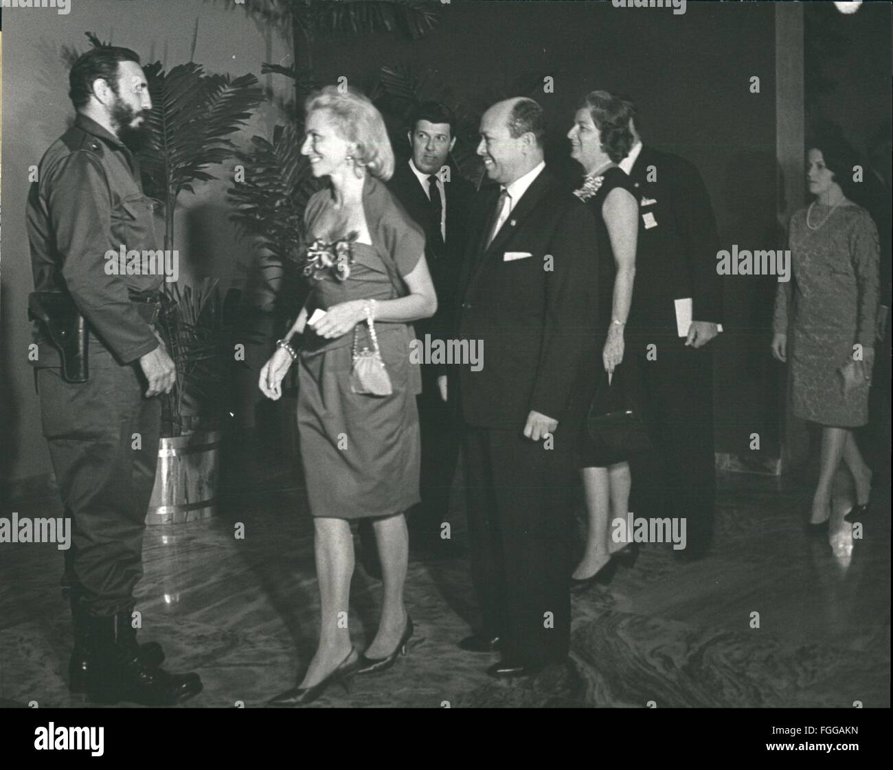 1966 - The prime minister, Major Fidel Castro is shown greeting Mrs ...