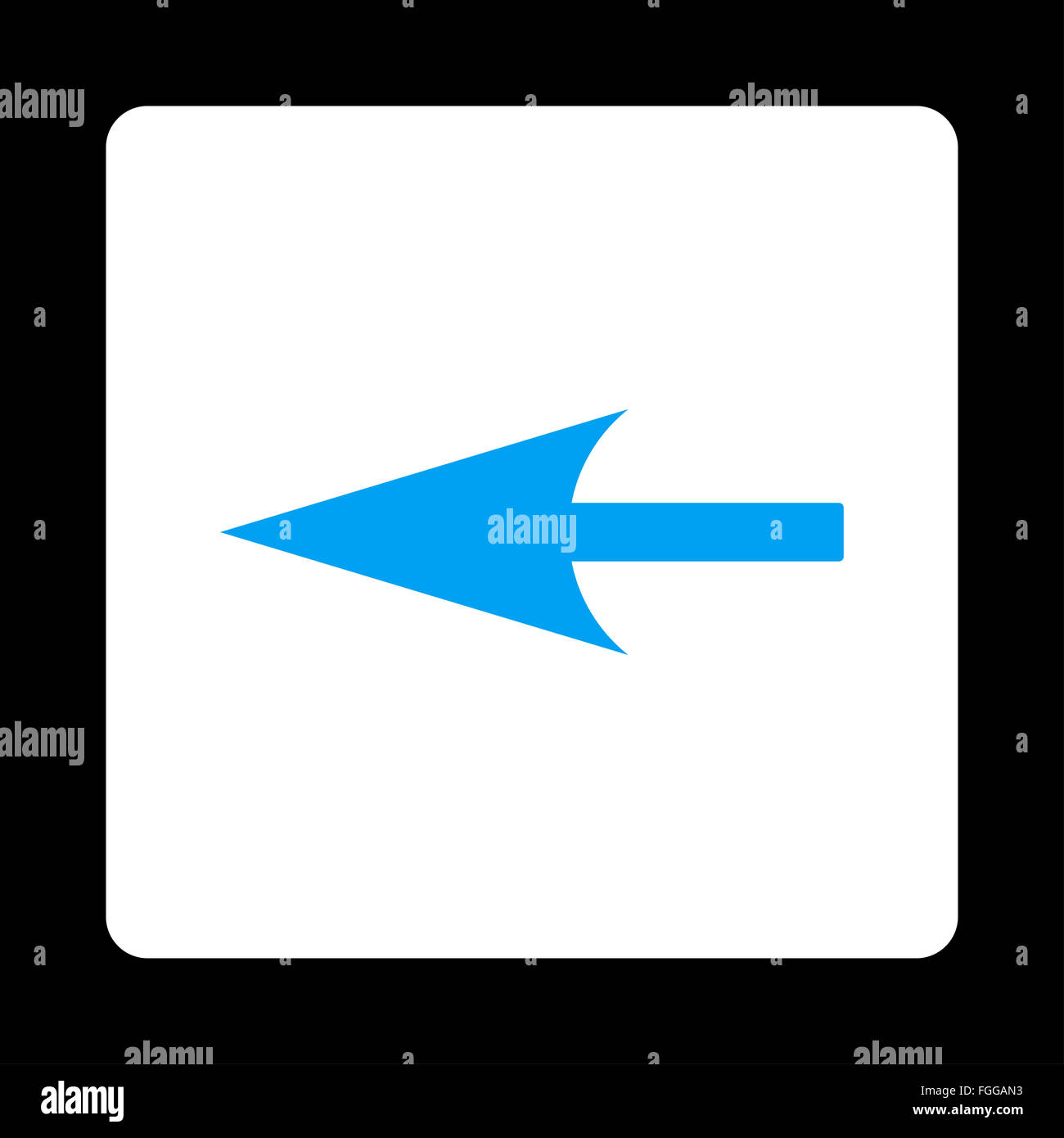 Sharp Left Arrow flat blue and white colors rounded button Stock Photo ...