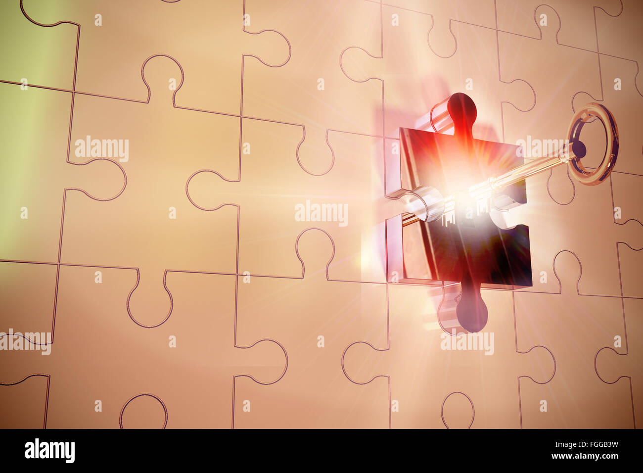 Key unlocking jigsaw Stock Photo - Alamy