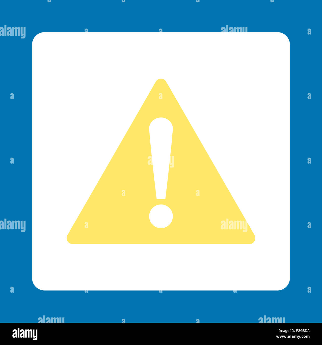 Warning flat yellow and white colors rounded button Stock Photo - Alamy