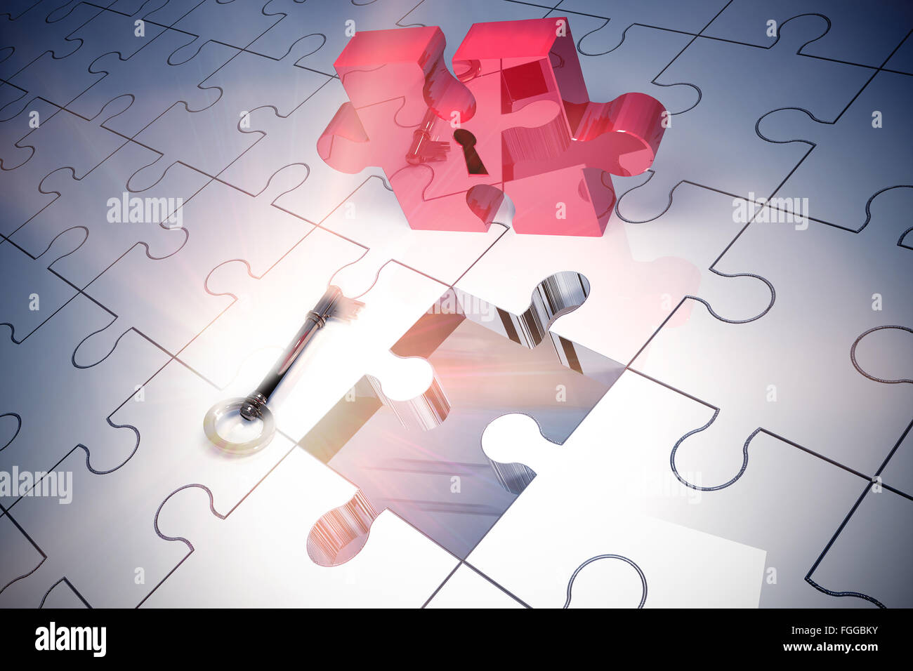 Key unlocking jigsaw Stock Photo - Alamy