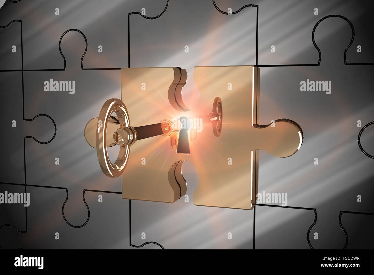 Key unlocking jigsaw Stock Photo - Alamy