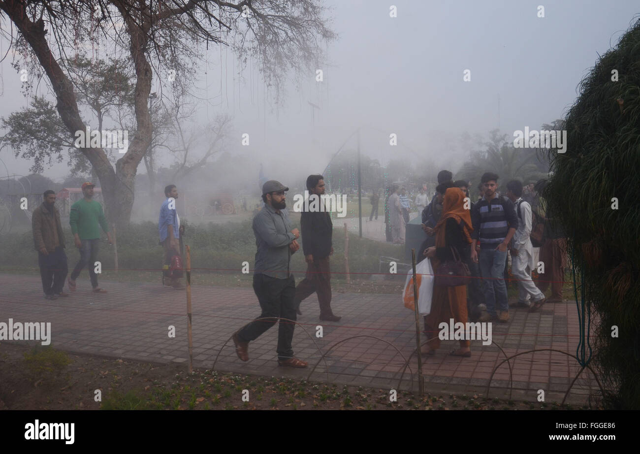 Lahore, Pakistan. 19th Feb, 2016. Pakistani visitors enjoying ...