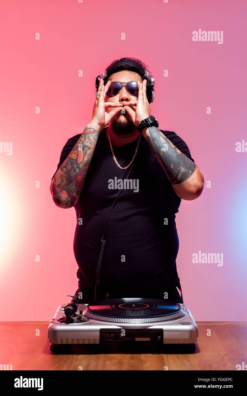 dj tatoo fat guy entertainment open chill out music disc jockey vinyl ...