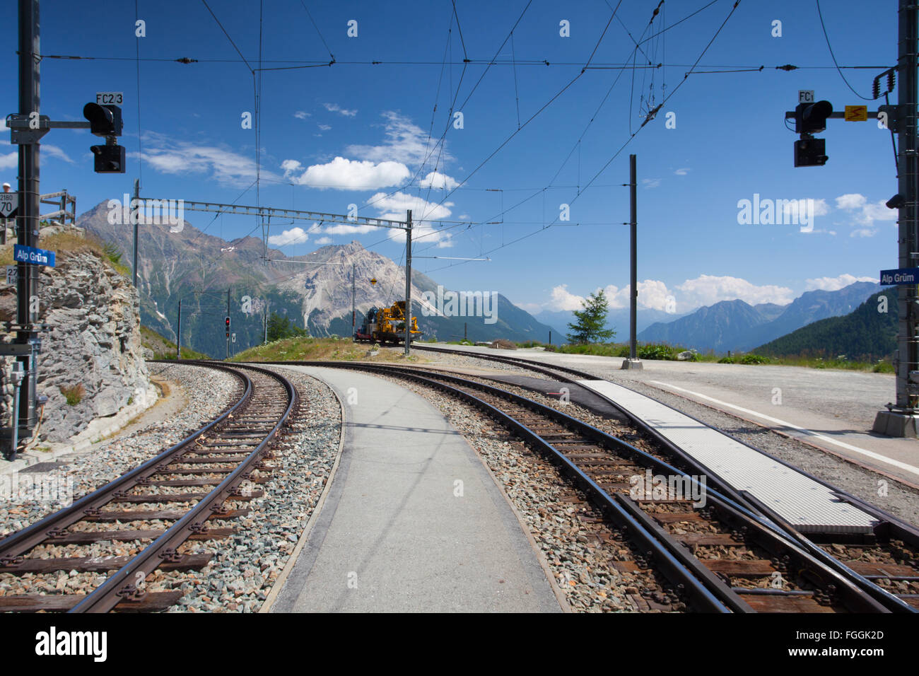 Alp Grum railway station is situated on the Bernina Railway, between ...