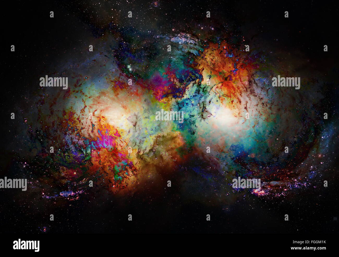 Nebula, Cosmic space and stars, blue cosmic abstract background ...