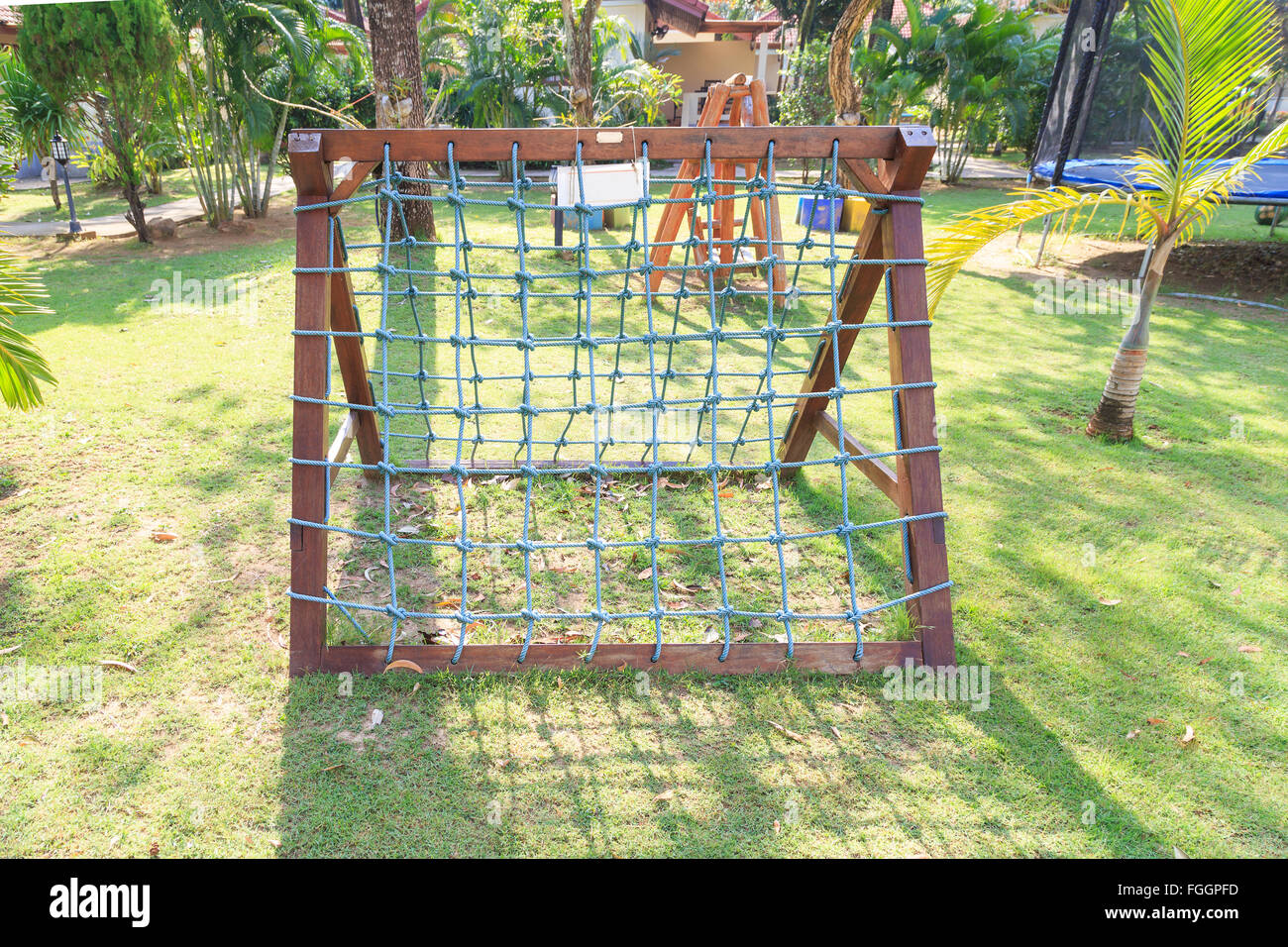 Rope toy for children to climb in the playground Stock Photo - Alamy