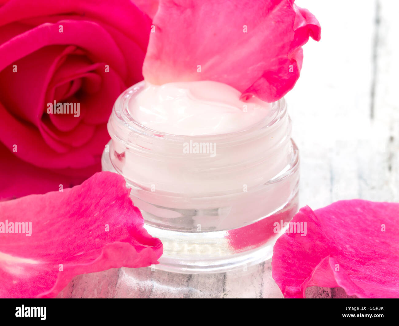 natural cosmetics with rose Stock Photo - Alamy