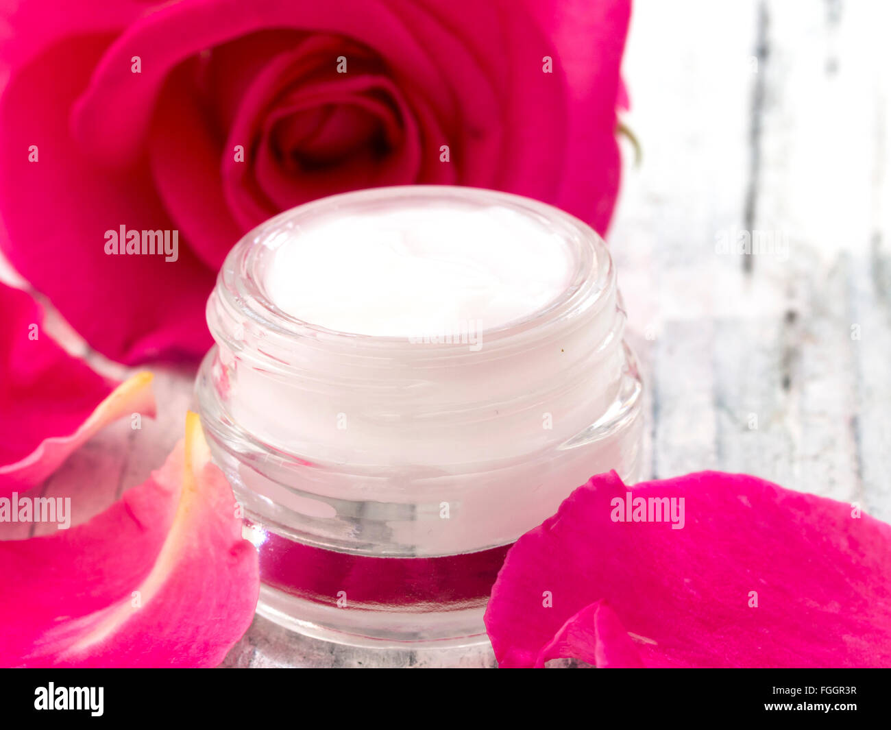 natural cosmetics with rose Stock Photo - Alamy