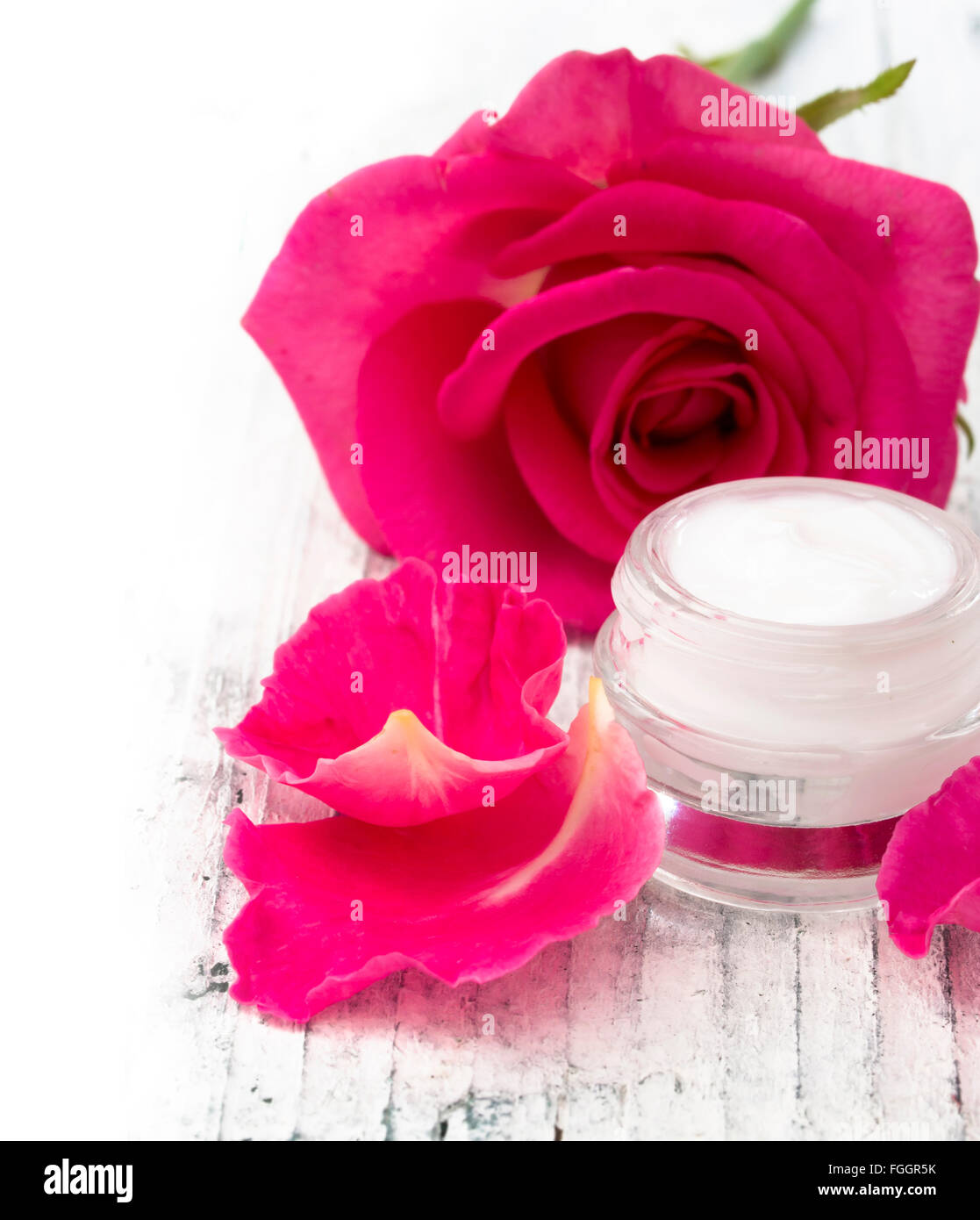 natural cosmetics with rose Stock Photo - Alamy