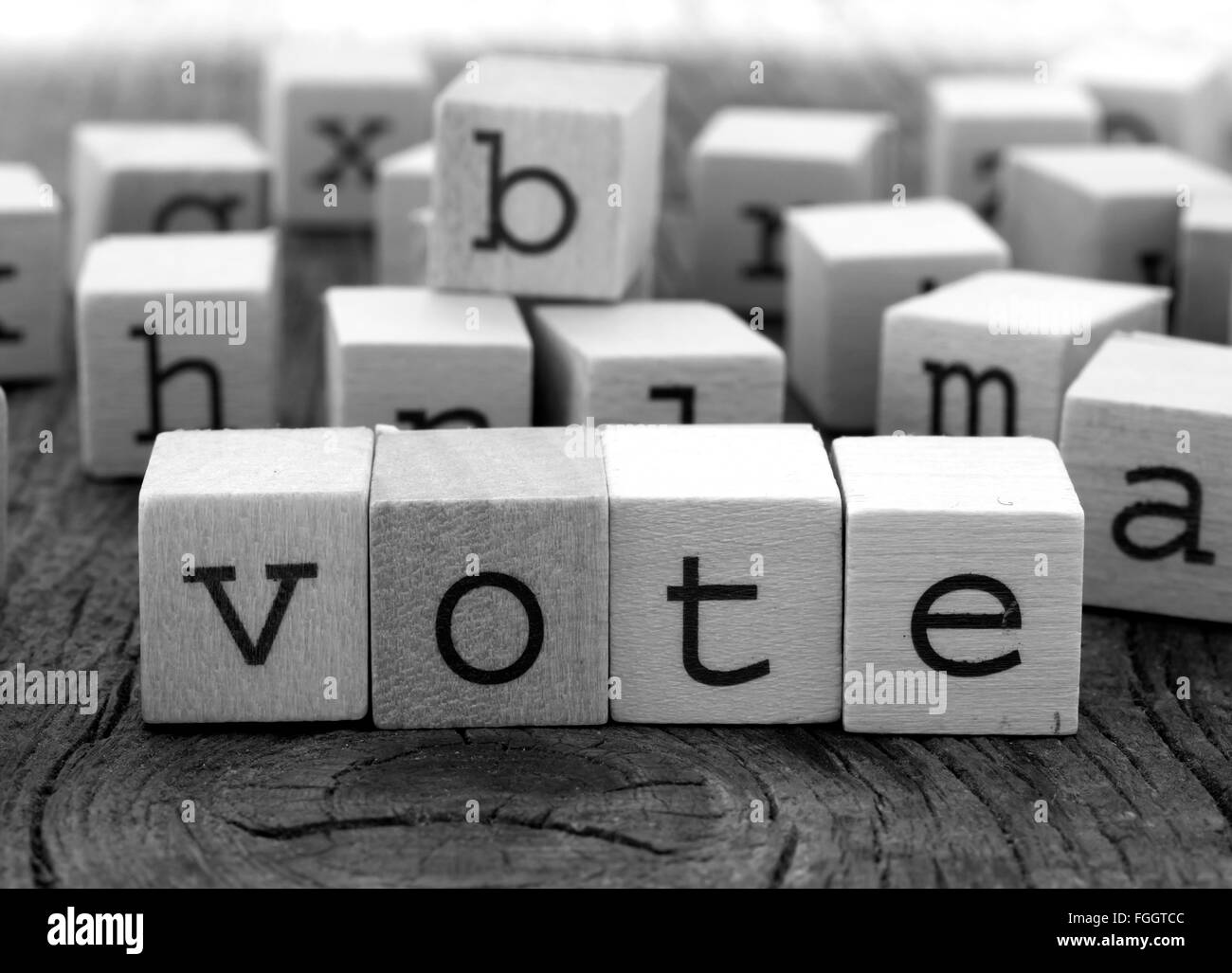 VOTE word made of wooden cubes Stock Photo - Alamy