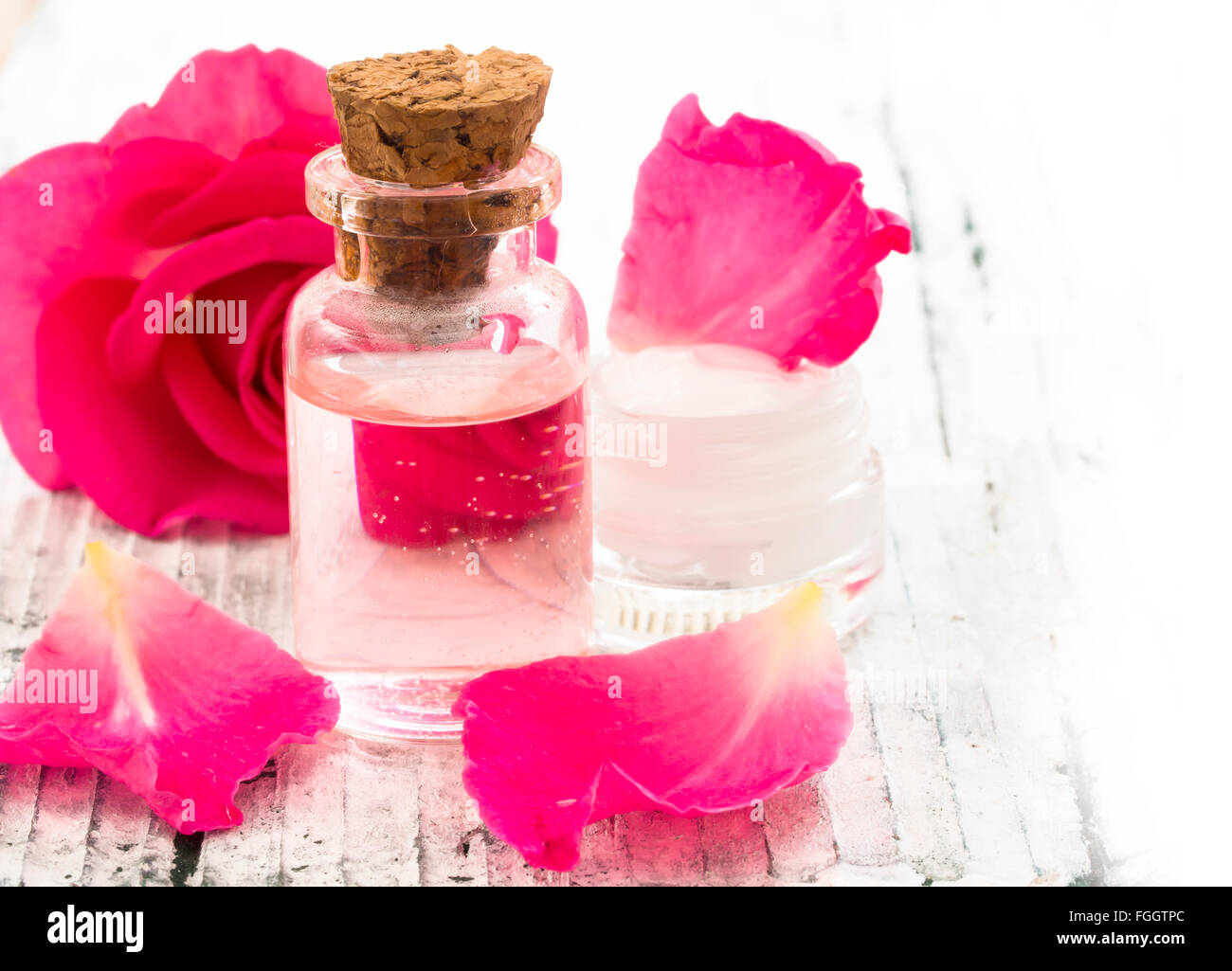 natural cosmetics with rose Stock Photo - Alamy