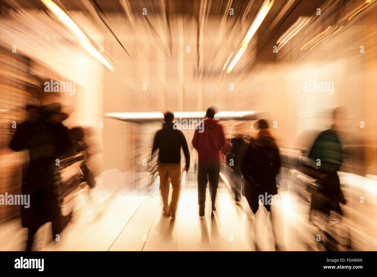 People rushing through corridor, motion blur Stock Photo - Alamy