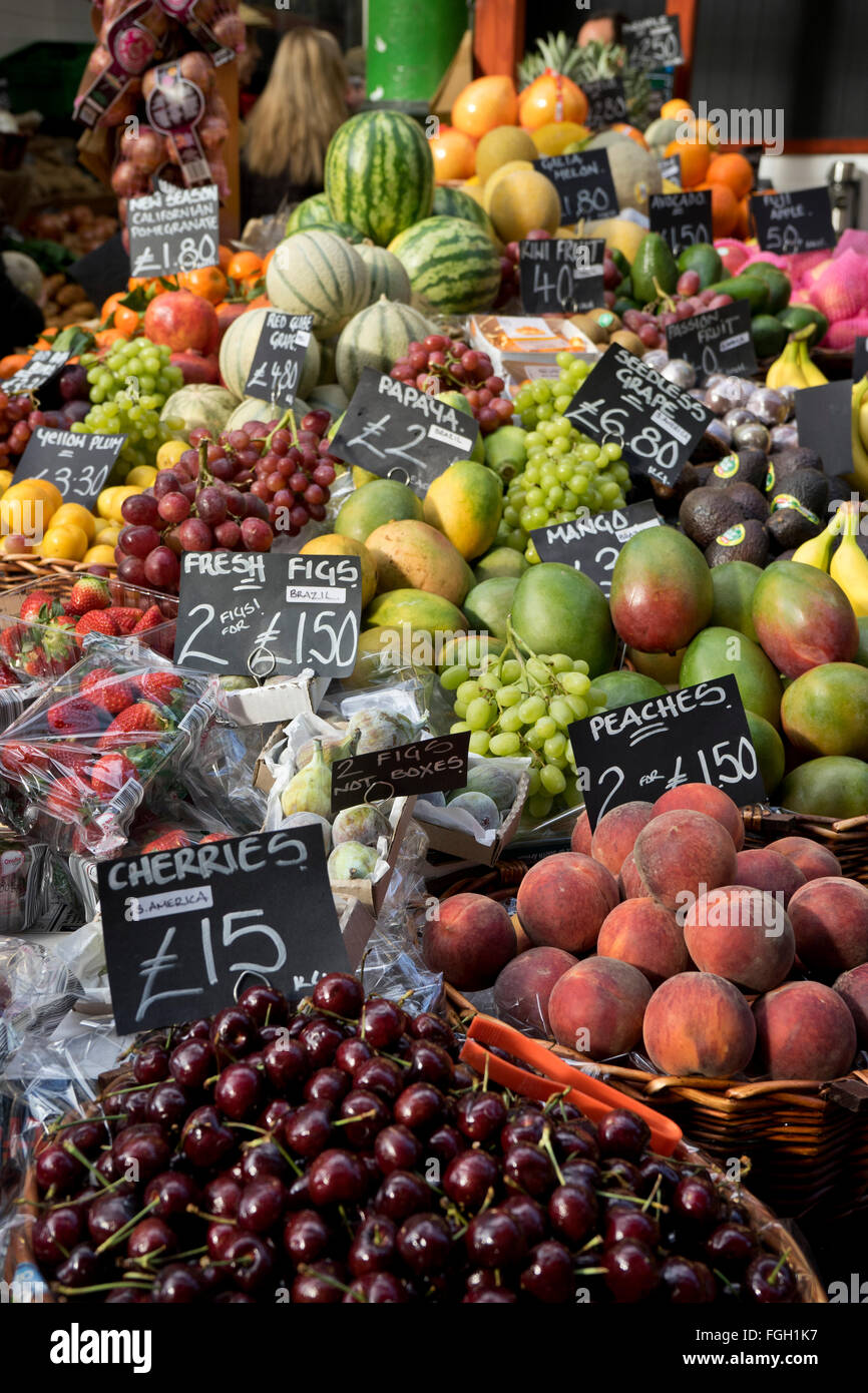 Organic fruit stall in Borough Market, London, UK Stock Photo - Alamy