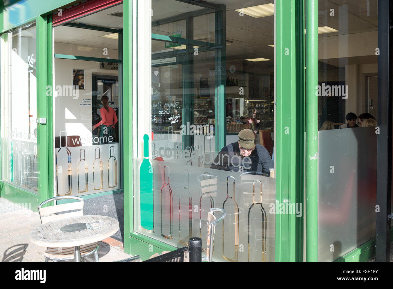Elderly Man sitting a Cafe in the Nottinghamshire Market Town Of ...