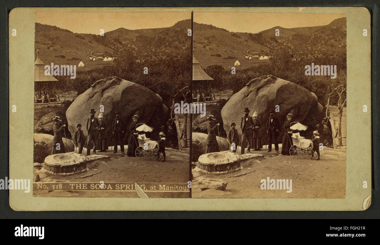 A photograph by Charles Weitfle showing the soda spring at Manitou ...