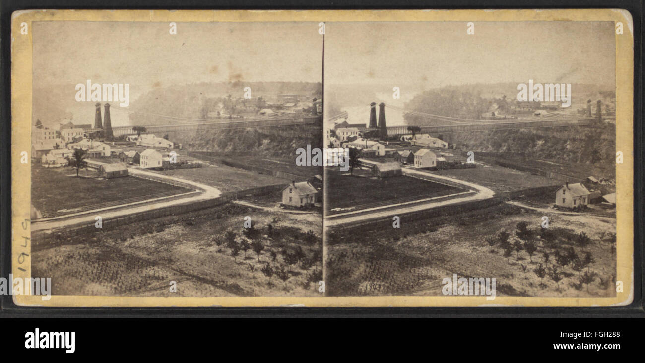 A photograph by E. & H.T. Anthony showing the Suspension Bridge as seen ...