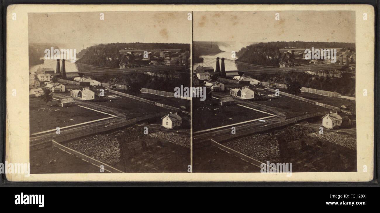 A photograph by E. & H.T. Anthony showing the Suspension Bridge and ...