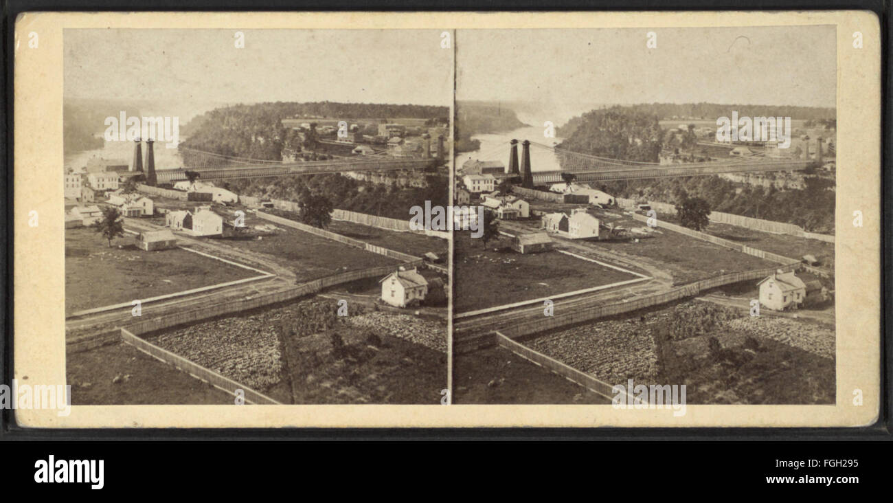 A photograph by E. & H.T. Anthony showing the Suspension Bridge and ...