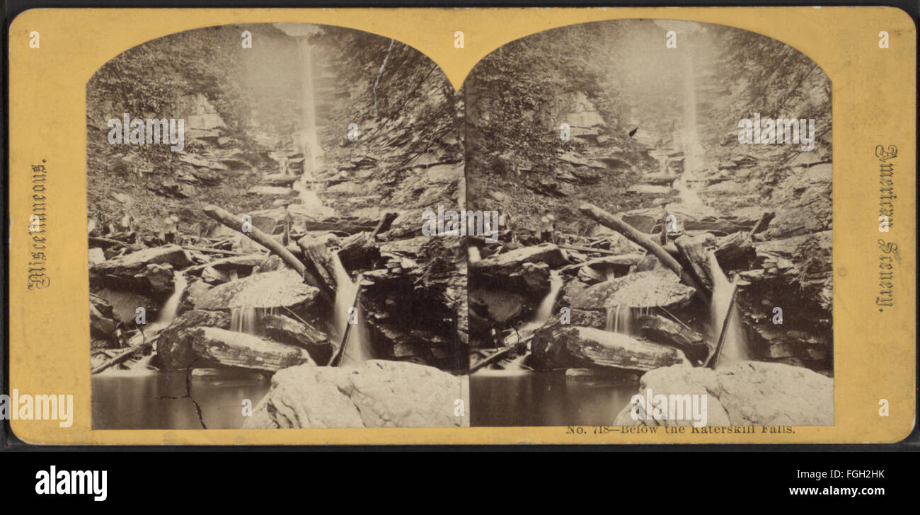 This stereoscopic view shows a scene below Katerskill Falls, capturing ...