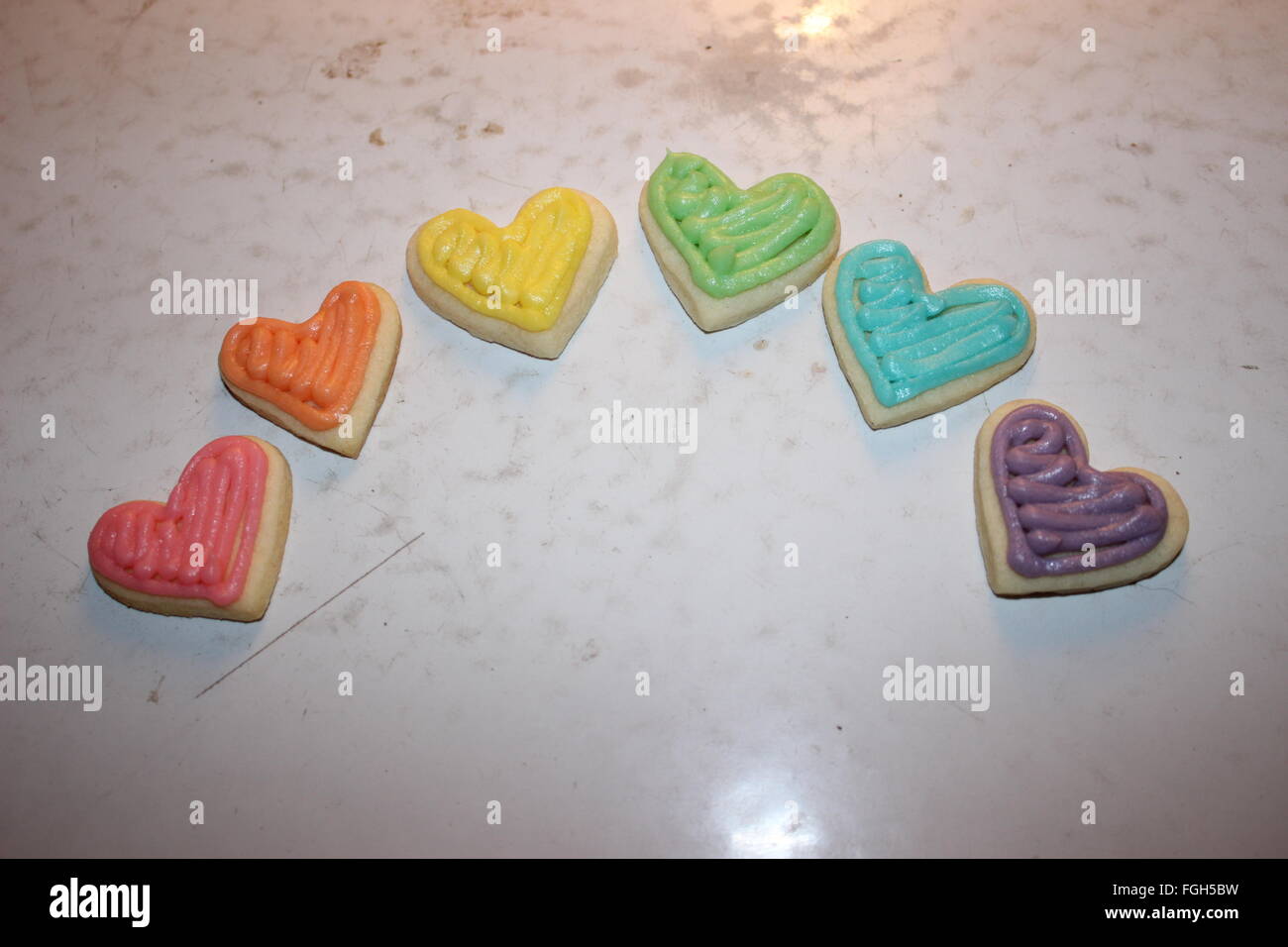 Rainbow Heart Cookies Stock Photo - Alamy