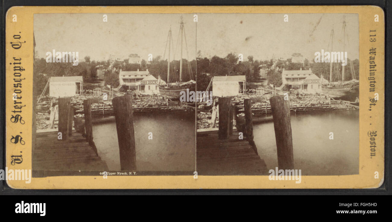A photograph showing the village of Upper Nyack in New York, showcasing ...