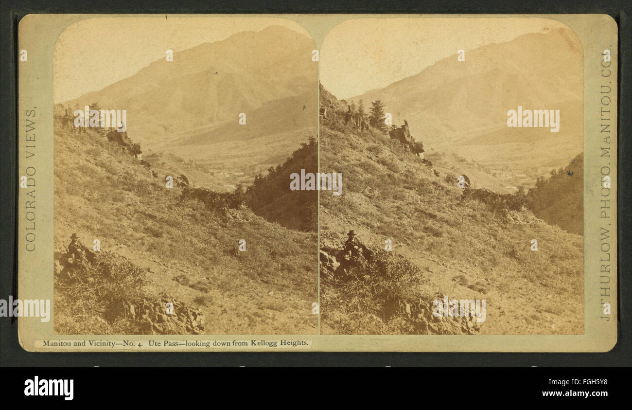 A photograph of Ute Pass, viewed from Kellogg Heights. The image ...